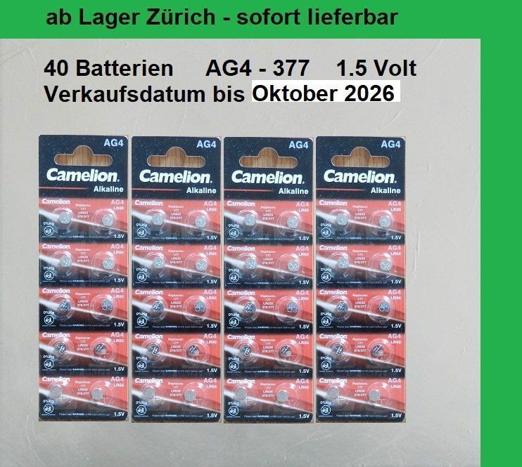 40 Knopfzellen AG4 / 377 - 1.5 Volt (Neu und originalverpackt) in Zürich für CHF 8.8 – mit ...