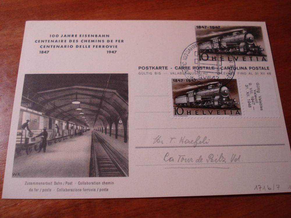 Ganzsache 1947, 100 Jahre Eisenbahn. Sonder-o, Zusatzfrankat | Kaufen auf Ricardo