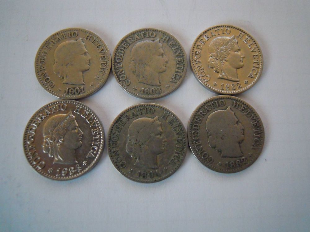 6 x 5 Rp. uralt ab 1882 (Gebraucht) in Kriegstetten für CHF 1 – mit Lieferung auf Ricardo kaufen