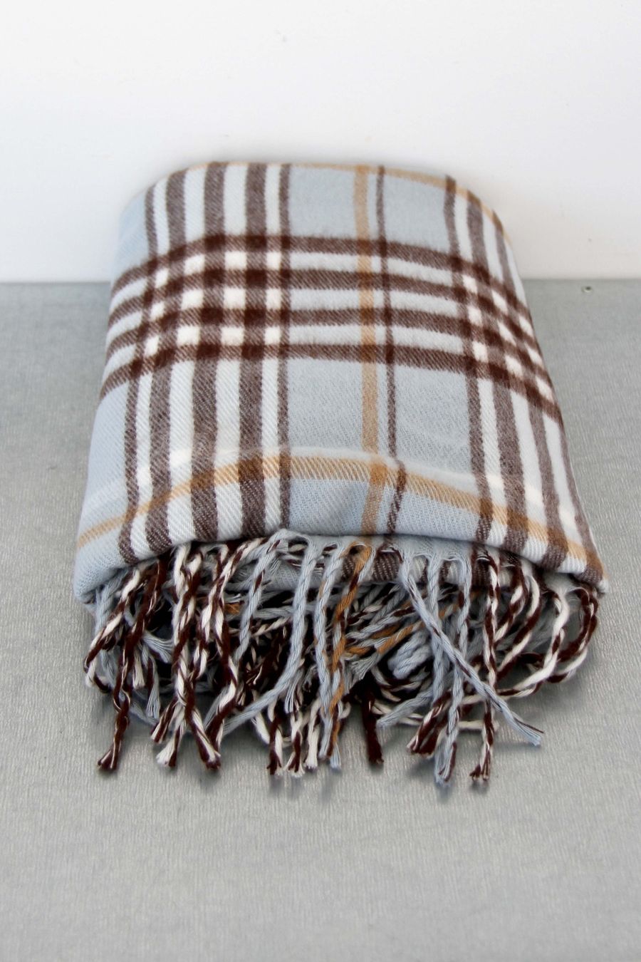 Italienischer Kaschmir Schal - hellblau im Nova Check Design (Gebraucht ...