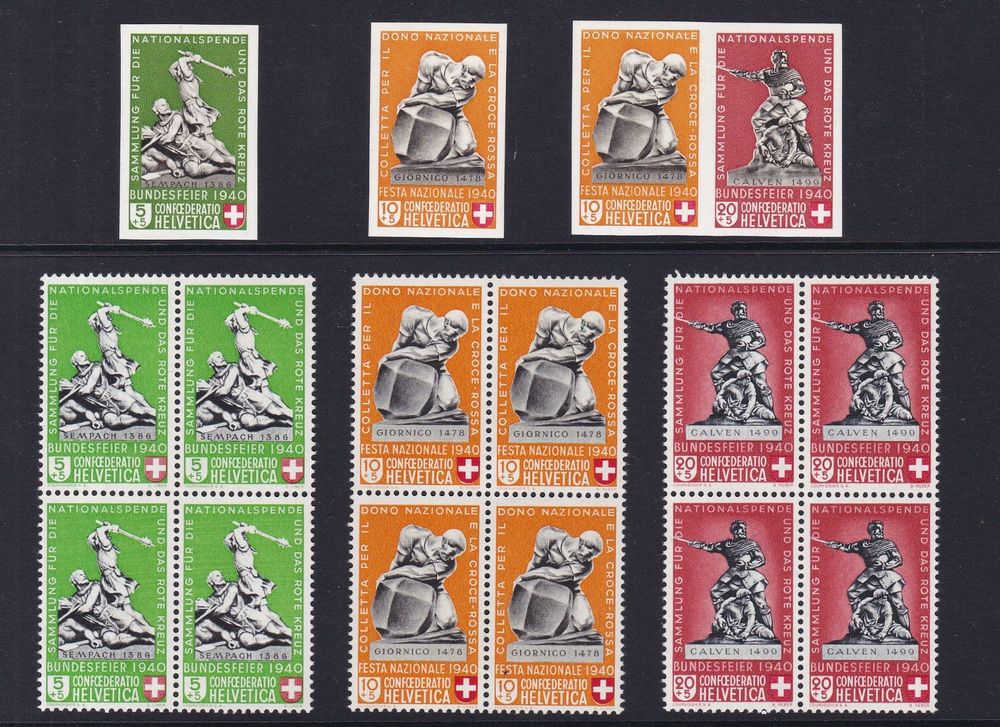 6 x Pro Patria Viererblocks & Blockausschnitte 1940 * | Kaufen auf Ricardo