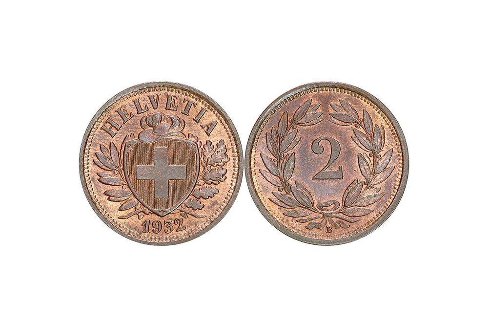 Schweiz, 2 Rappen 1932, nicht zirkuliert bis Stempelglanz | Kaufen auf Ricardo