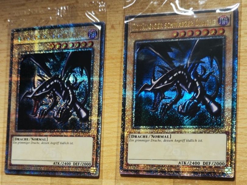 YuGiOh! 2 x Rotäugiger Schwarzer Drache Quarter Century SR (Neu (gemäss Beschreibung)) in ...