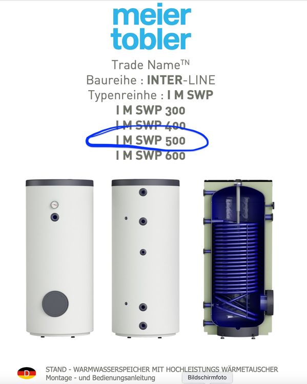 Boiler Meier Tobler 500 Liter mit Heizstab (Gebraucht) in Pragg-Jenaz ...