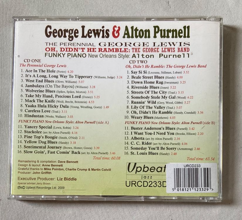 2 CDs George Lewis & Alton Purnell New Orleans Style (Gebraucht) in ...