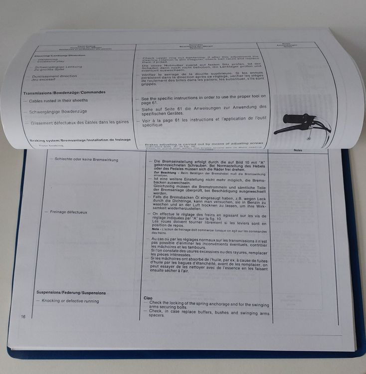 Prospekt Mofa Vespa Piaggio Ciao Bravo Werkstatt Handbuch (Gebraucht) in Schenkon für CHF 28 ...