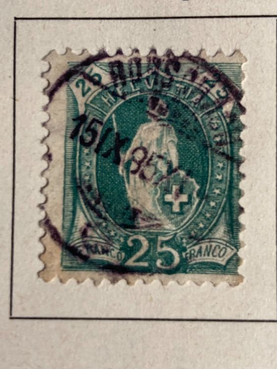 Schweiz 1885 stehende Helvetia 25 Rp. Vollstempel Rorschach (Gebraucht) in Liestal für CHF 1 ...