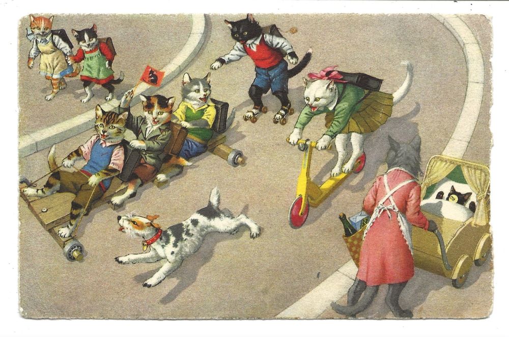 Katzenkarte - Künstler Max Künzli No 4703 - Verkehr - 1953 (Gebraucht ...