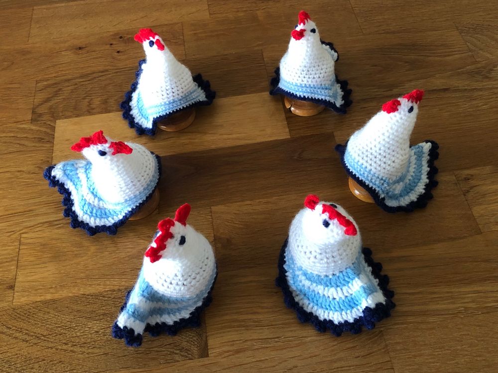 6er Set: Handgehäckelt, herzige Eierwärmer-Hühner für Os... (Gebraucht) in Biel/Bienne für CHF ...