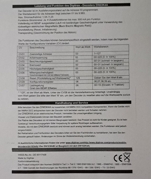 RhB Digital Decoder DN 163K4A für alle Kato Loki RhB Neu OVP (Neu und ...