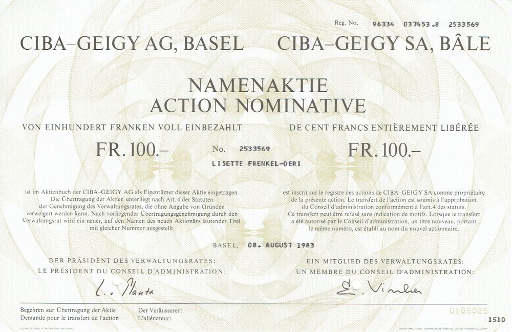 Ciba-Geigy AG Basel (Gebraucht) in Ittigen für CHF 11 – mit Lieferung ...