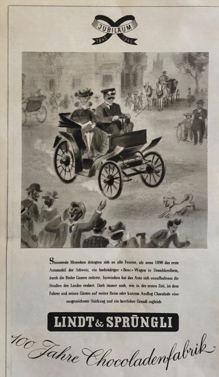Vintage Werbung, 100 J. Lindt & Sprüngli, Benz Wagen, 1945 | Kaufen auf ...