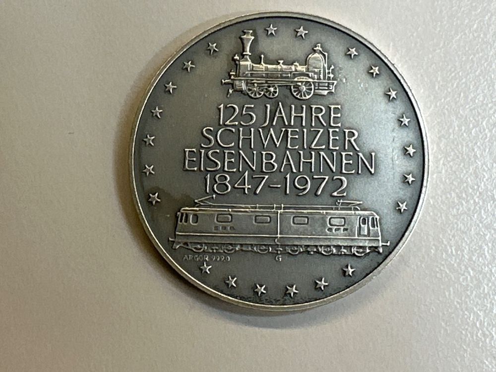 Medaille Silber 999 20g 125J.Schweizer Eisenbahnen Zahnrad (Neu (gemäss Beschreibung)) in ...