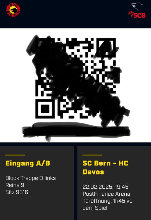 Sitzplatz Ticket SCB vs. HCD 22.02.25 | Kaufen auf Ricardo