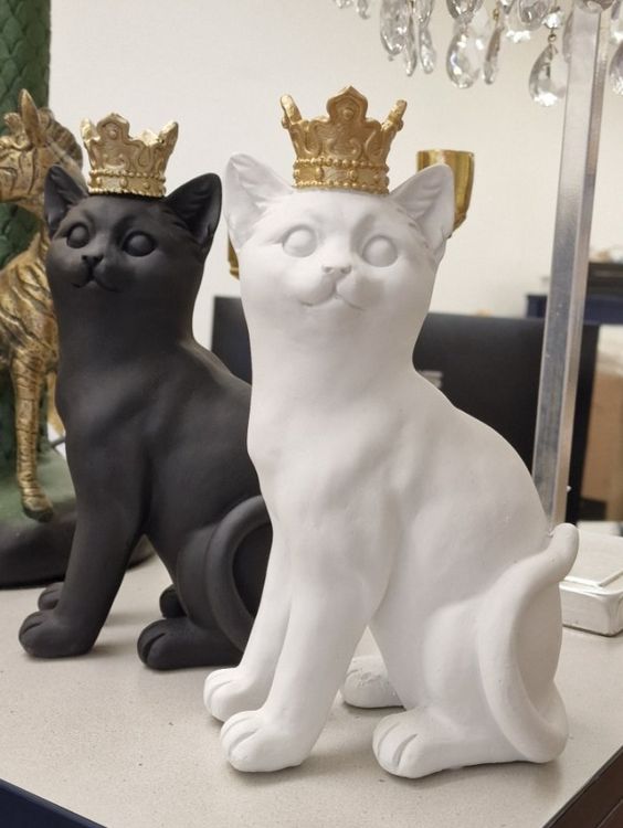 Katzen mit Krone Gold im Set Weiss & Schwarz (Neu und originalverpackt ...