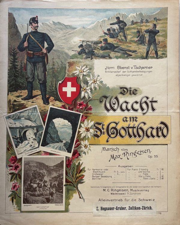 Antike Musiknoten, Litho, Gotthard, Militär, Teufelsbrücke (Gebraucht ...