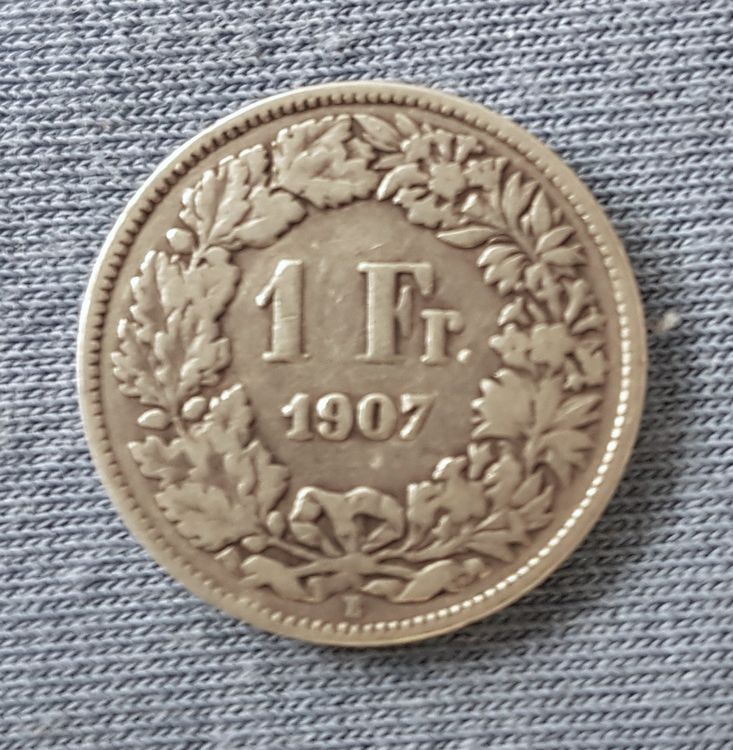 1 Franken 1907 uralte sehr rare Silbermünze ab nur 1 Fr !!! | Kaufen auf Ricardo