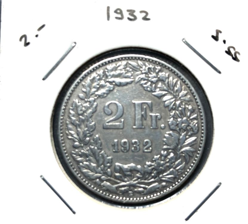 2.-- Fr. Silbermünze 1932 (Gebraucht) in untervaz für CHF 8 – mit Lieferung auf Ricardo kaufen