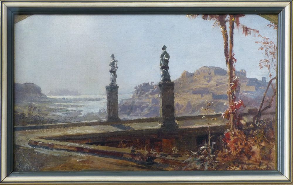 Christian Johannes Wilberg. Ideale Landschaft mit 2 Statuen (Gebraucht ...