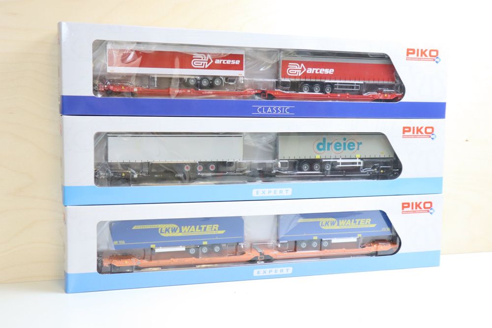 PIKO 3 x Doppel-Taschenwagen 54771/73/77 - schöne Modelle H0 | Kaufen ...