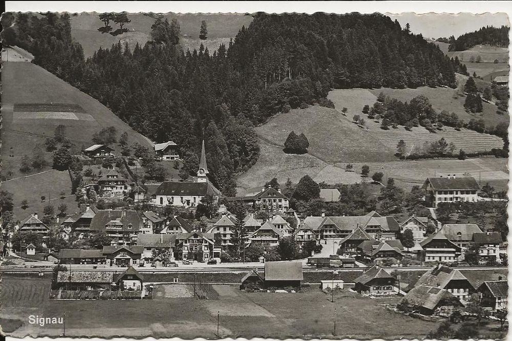 Signau BE Dorfpartie Bahnhof 1938 siehe Stempel sehr gut erh (Neu ...
