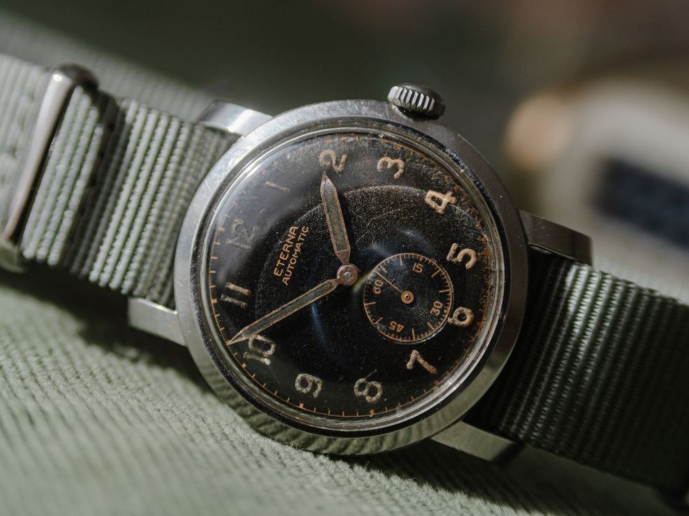 Vintage Eterna Field Watch Spider Gilt Radium Dial 34mm (Gebraucht) in ...