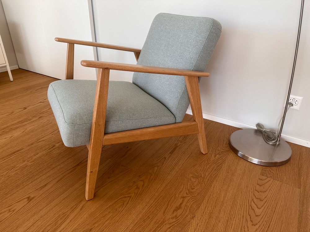 Sessel 50er Jahre Retro Style Eiche und Stoff fast wie neu | Kaufen auf ...