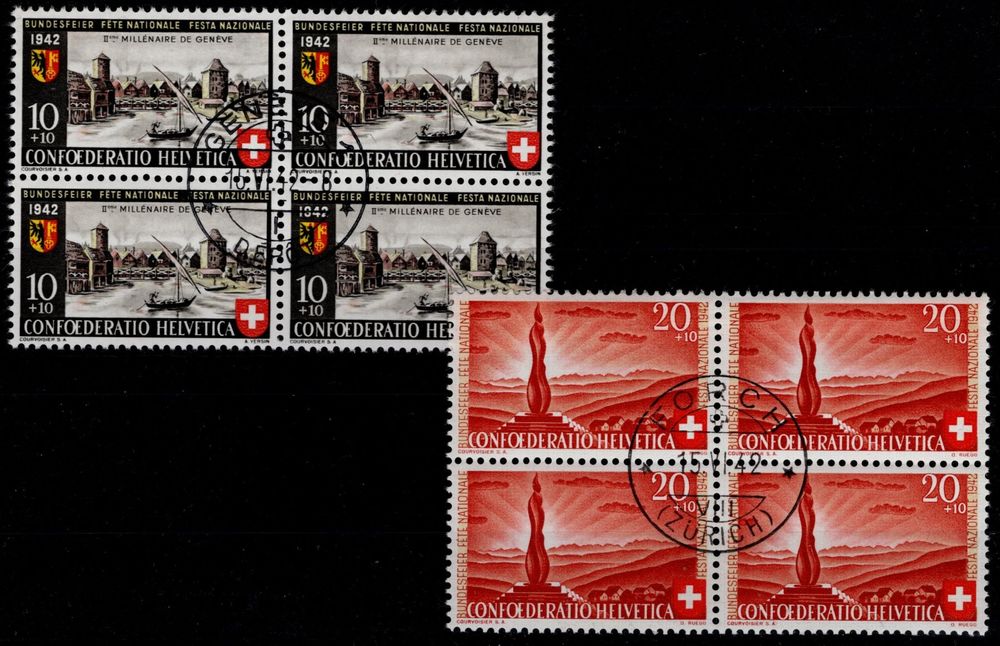 Pro Patria 1942, Viererblockserie Orts-ET, 60.- | Kaufen auf Ricardo