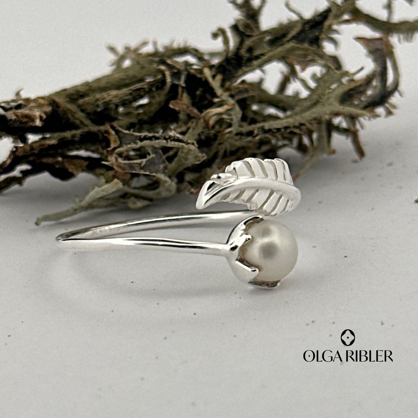 Offener Ring mit Perle & Engelsflügel – Silber – verstellbar (Neu ...