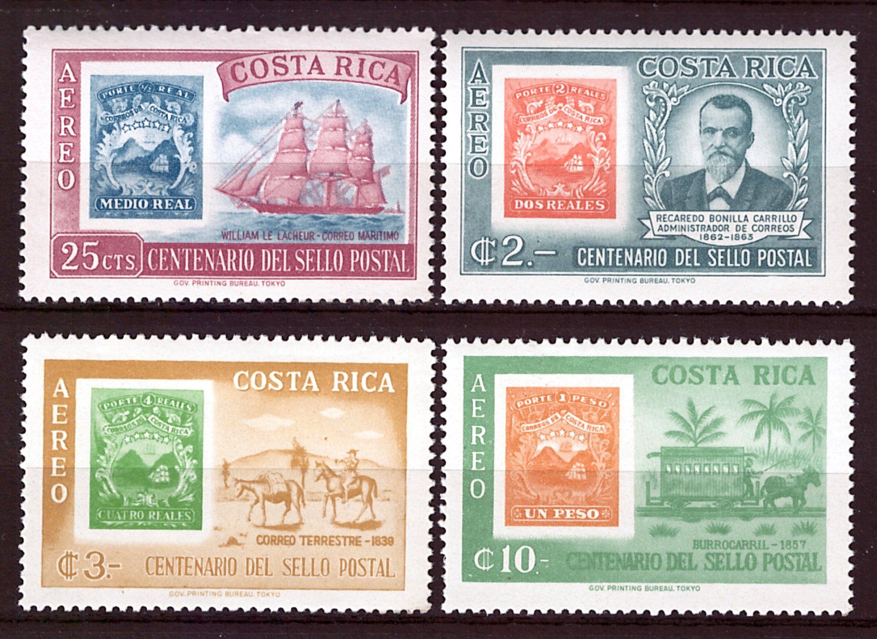 Costa Rica 1963: 100 J. Briefmarken, Satz + 2 Blocks (Neu (gemäss Beschreibung)) in Wittenwil ...