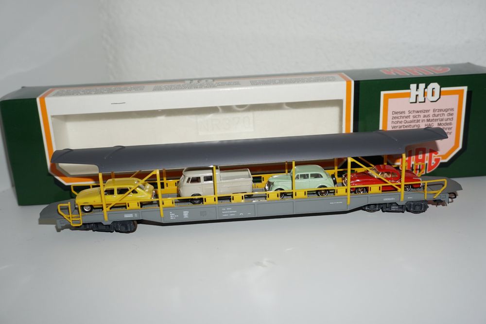 HAG 371 - BLS Autoverladewagen mit 4 Autos H0/DC (Gebraucht) in Matten ...