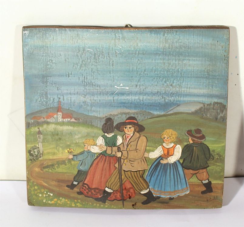 Naive Kunst Bauernmalerei auf Holz sign. | Kaufen auf Ricardo