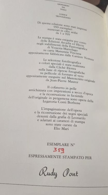 LEONARDO DA VINCI Codice Trivulziano n.2162, 1980 - Ltd. Ed. (Gebraucht ...