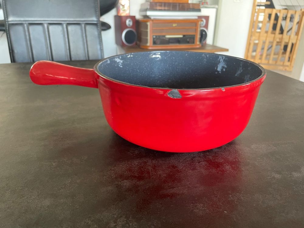 Ancien Caquelon à Fondue en Fonte Émaillée | Kaufen auf Ricardo