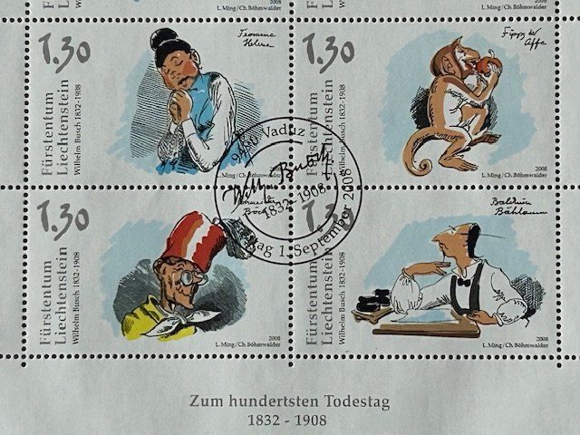 Wilhelm Busch(1832-1908) FL 2008😄16 Briefmarken wovon 8=🕹️ (Gebraucht ...