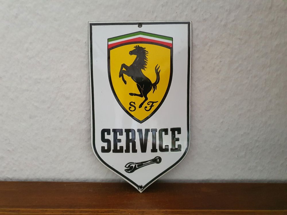 Emailschild Ferrari Service Logo Emaille Schild Reklame Auto (Neu ...