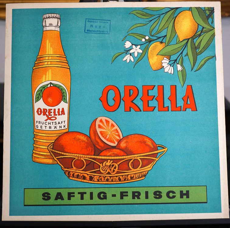 ORIG. ORELLA 50er Jahre WERBESCHILD WERBUNG k. Emailschild (Gebraucht ...