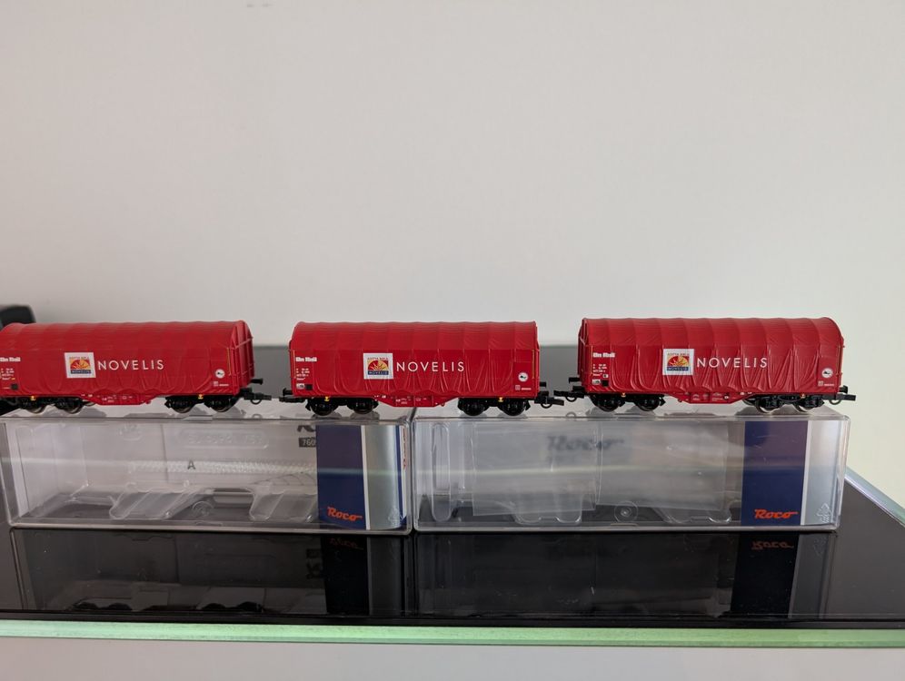 ROCO 76095 H0 3-tlg. Set: Schiebeplanenwagen, Novelis. DC | Kaufen auf ...
