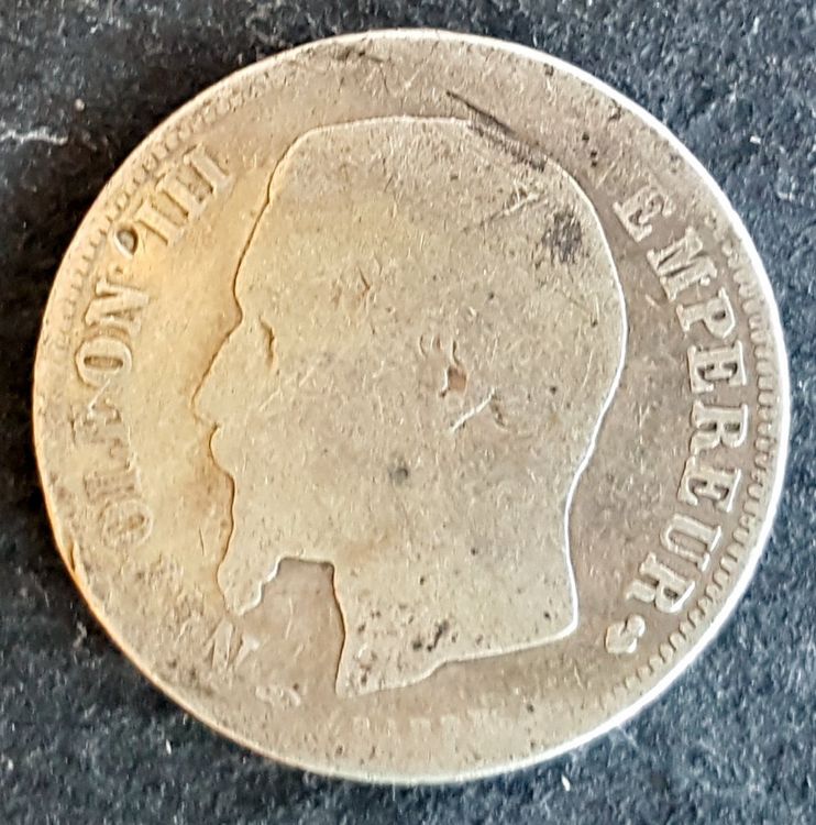 Uralte silberne Münze: 1 Franc 1859, Kaiser Napoleon III (Gebraucht) in ...