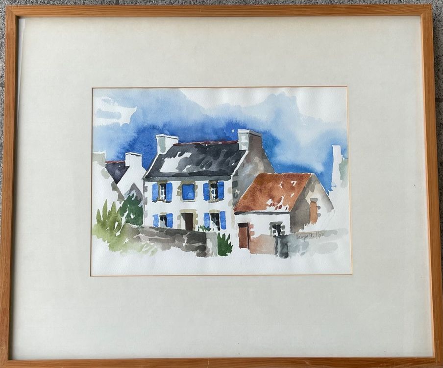 Alte Aquarell Landschaft unleserlich sig | Kaufen auf Ricardo
