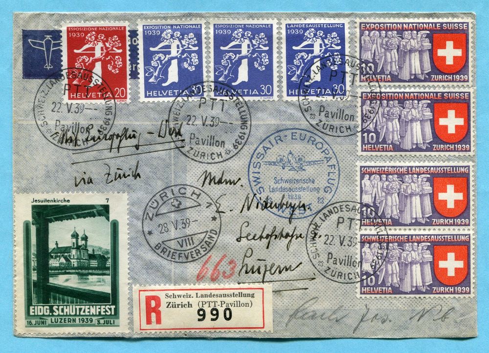 Brief Swissair Europaflug West Zürich 1939 | Kaufen auf Ricardo