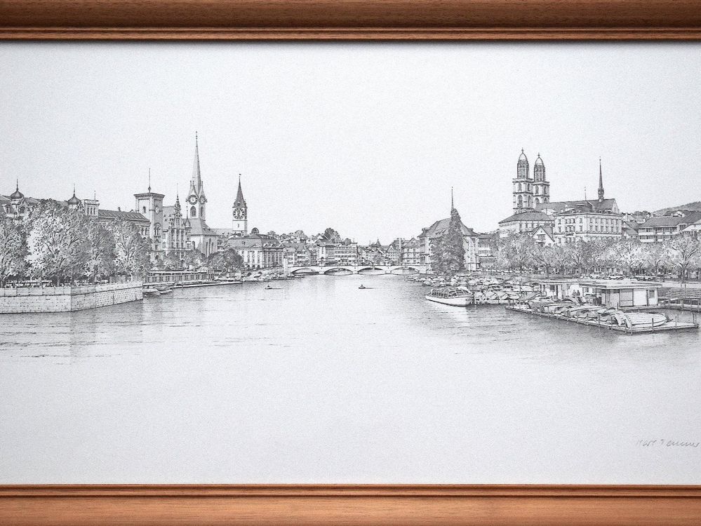 Karl Tanner CH Realistische Lithografie Altstadt Zürich 1986 | Kaufen ...