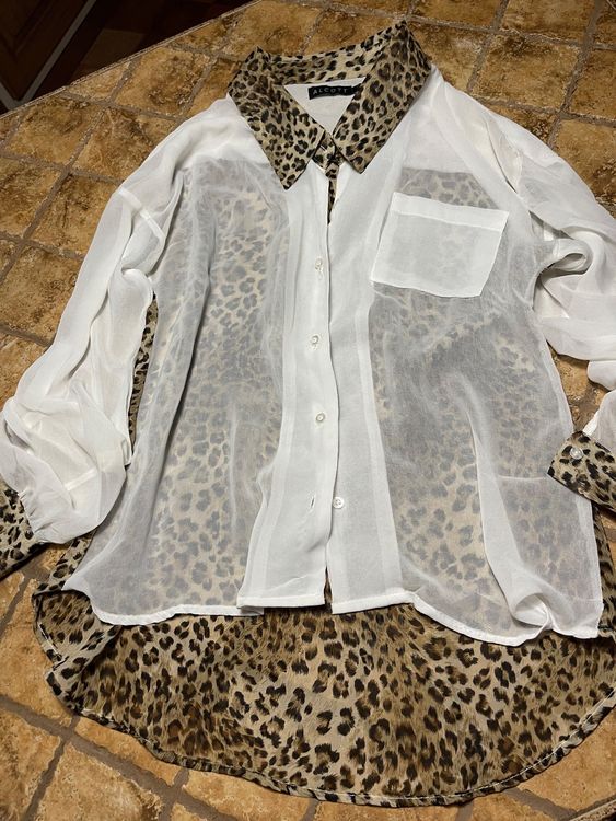 Bella sexy camicetta trasparente e leopardo printe (Nuovo (secondo la ...