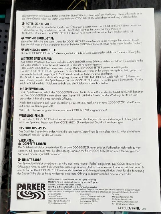 Vintage Mastermind und Mastermind de Luxe 1975/1994 (Gebraucht) in Buttikon SZ für CHF 42 – mit ...