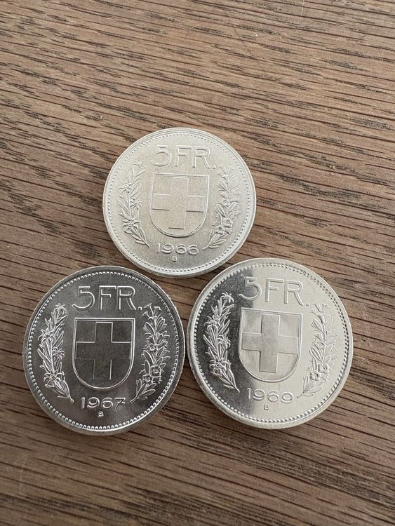 3 Silbermünzen 5 Franken 1966-1969 Tell | Kaufen auf Ricardo