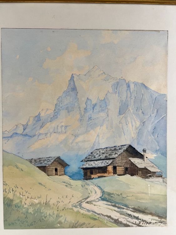 Antike Berglandschafts Aquarell Signiert. | Kaufen auf Ricardo