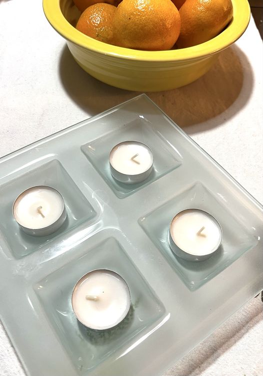 Moderne Tischdeko-Teelicht-Advenz-Glasteller mit 4 Kerzen (Gebraucht ...