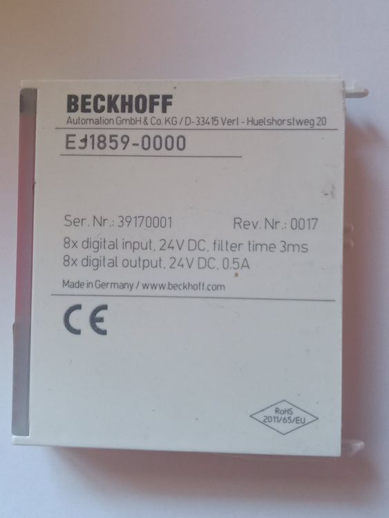 2 Stk. Beckhoff EJ1859-0000 EtherCat Steckmodul 8 In 8 Out (Neu (gemäss ...