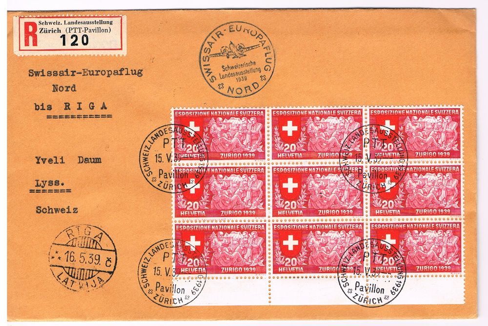R-Flugbrief Swissair-Europaflug Nord nach RIGA 15.V.39 ! | Kaufen auf Ricardo