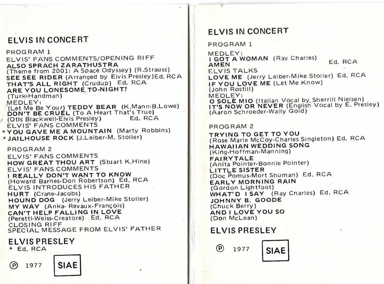 ELVIS PRESLEY - ELVIS IN CONCERT ( CASSETTE AUDIO ) (Usato) a Bex per ...